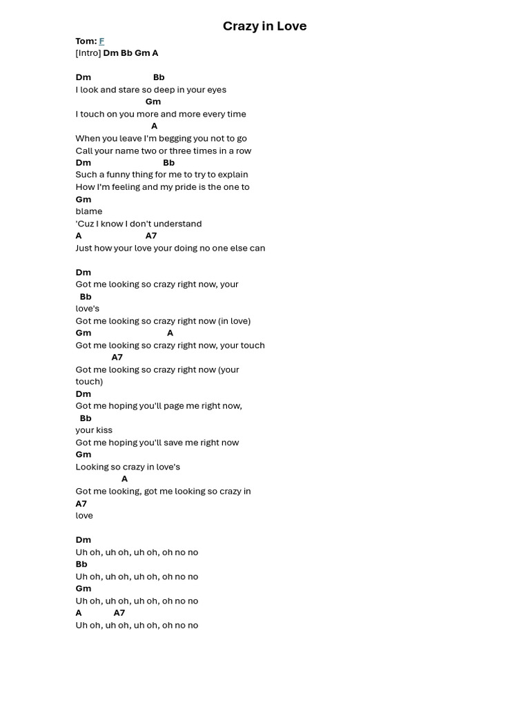 Crazy in Love Lyrics Analysis | PDF