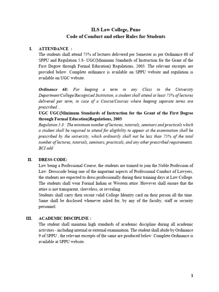 Code of Conduct Rules For Students 2025-26-1 | PDF