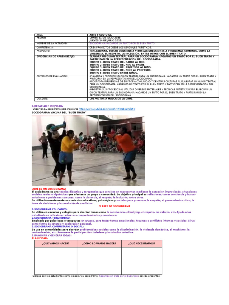Sociodrama: Buen Trato y Violencia Escolar | PDF | Empatía | Sicología
