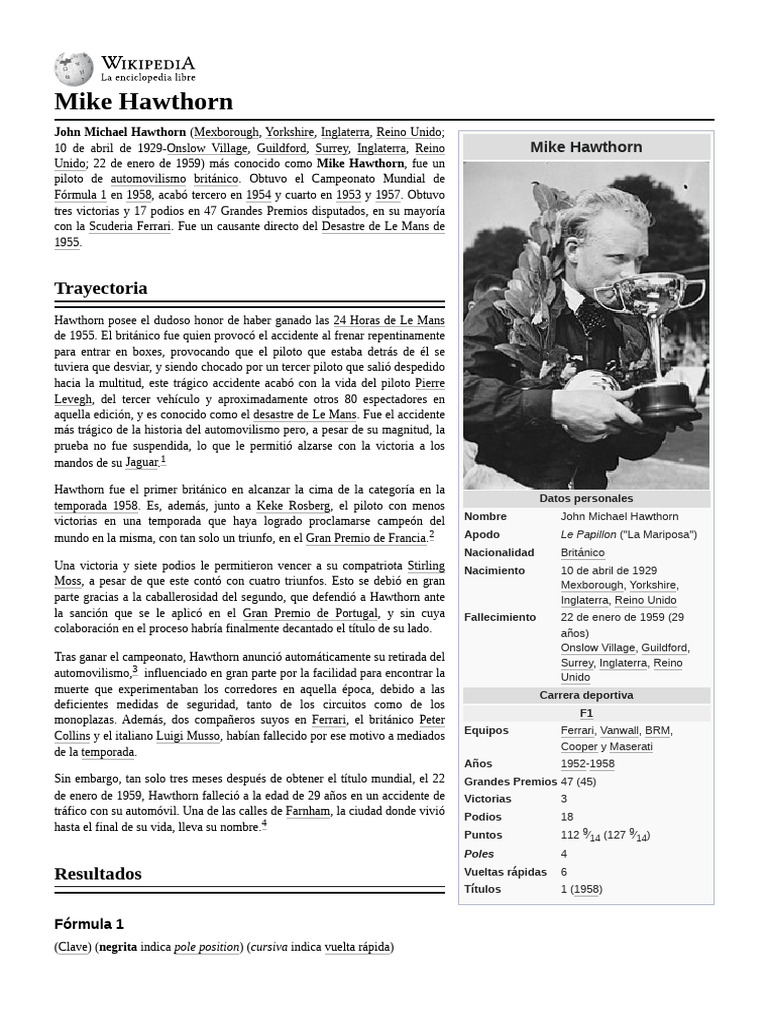 Mike Hawthorn: Campeón de F1 1958 | PDF | Coche | Vehículo de motor