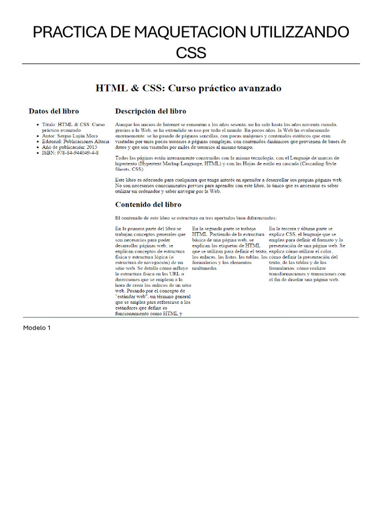Practica de Maquetacion Utilizzando CSS | PDF