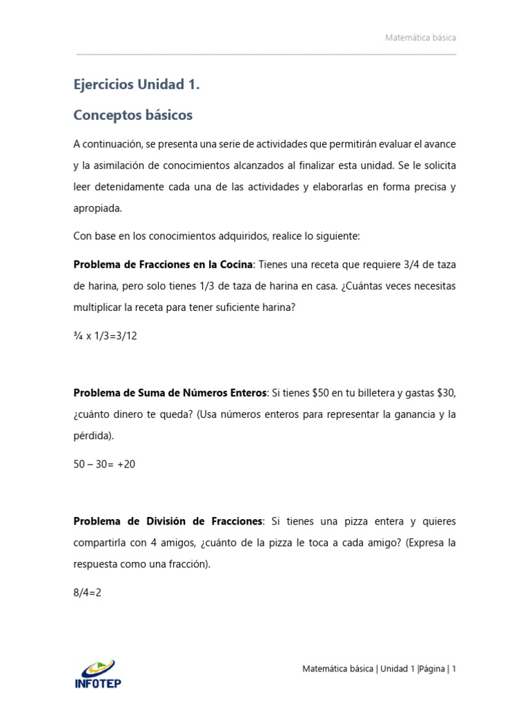 Ejercicios de La Unidad 1 | PDF