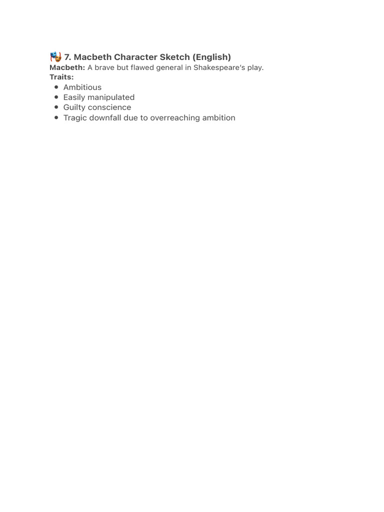 Macbeth Character Analysis: Ambition & Downfall | PDF