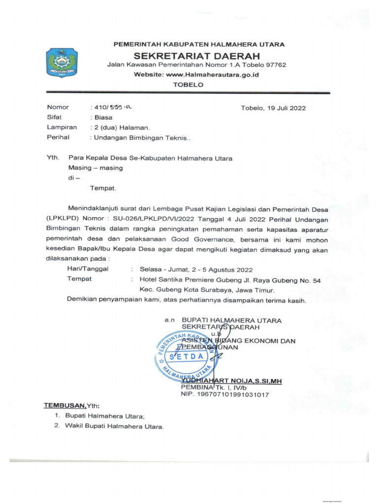 Surat Undangan Bimtek | PDF