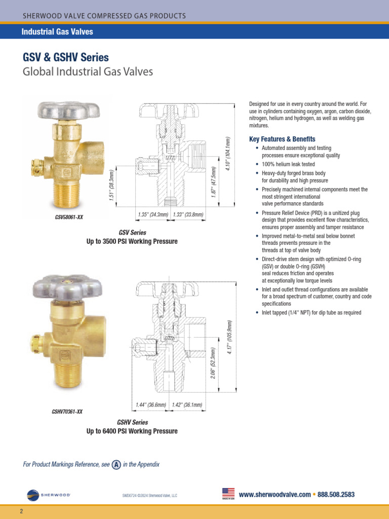GSV Standard Cylinder Valve July 2024 | PDF | Valve | Gases