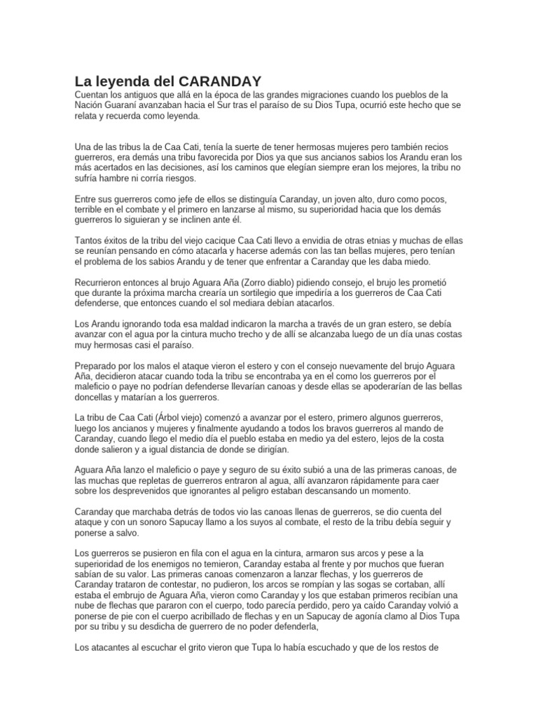 La Leyenda Del CARANDAY | PDF