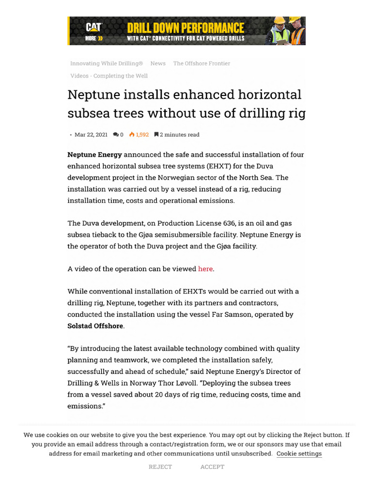 Neptune Installs Enhanced Horizontal Trees Without Use of Drilling Rig ...