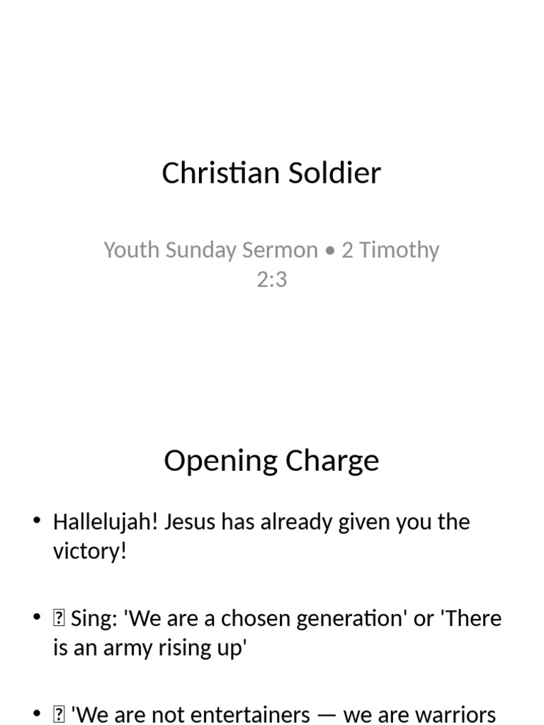 Christian Soldier Sermon YOUTH SUNDAY | PDF