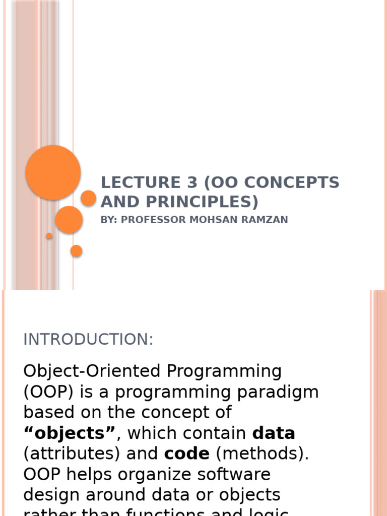 Lecture 3 (Oo Concepts and Principles) | PDF