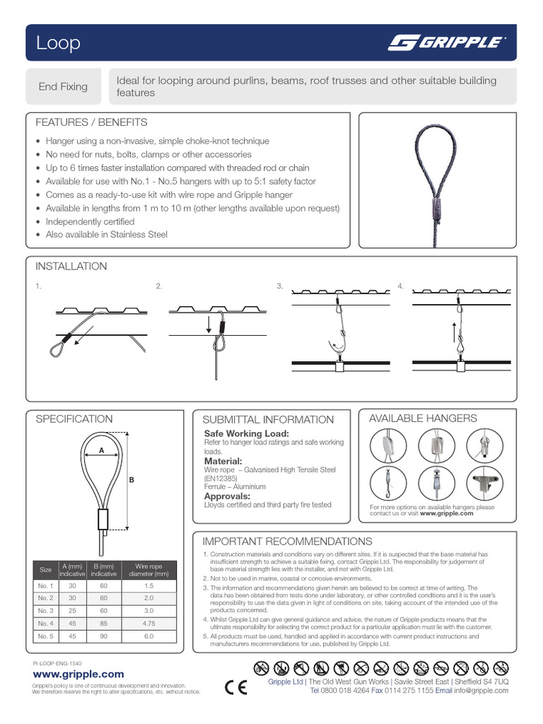 Instruções - Gripple Terminal Laço | PDF | Rope | Building Engineering