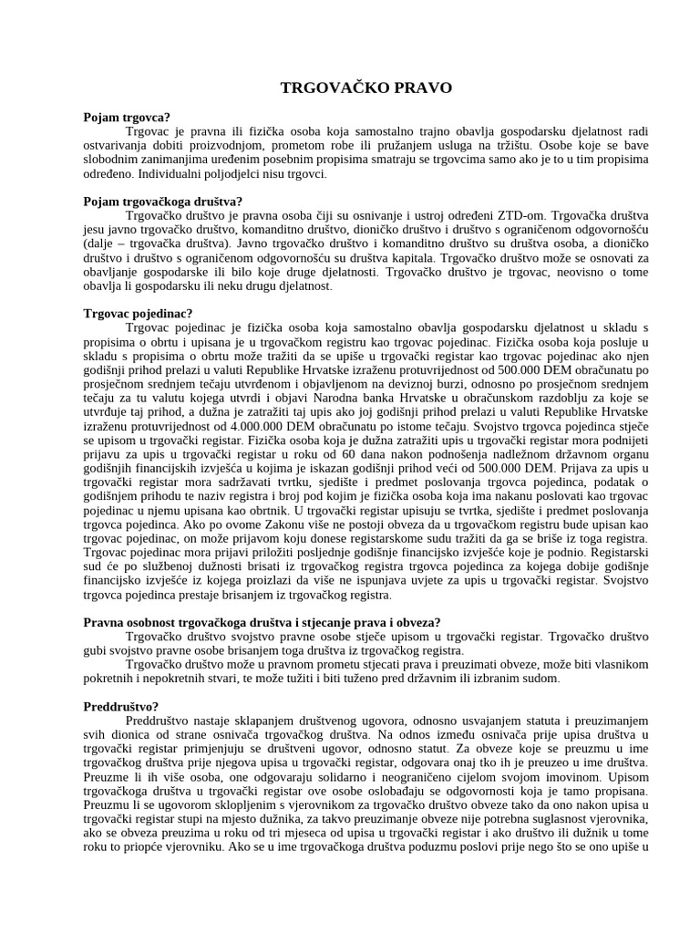 Trgovacko Pravo | PDF