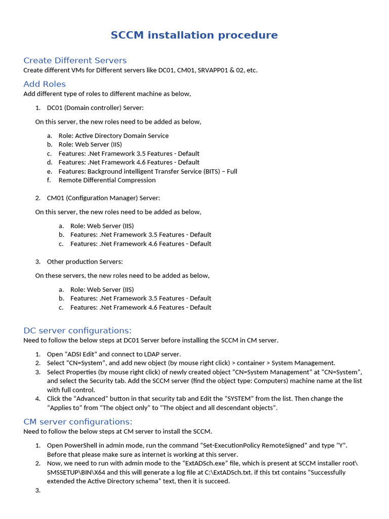 SCCM Installation Procedure | PDF | Active Directory | Computer Science
