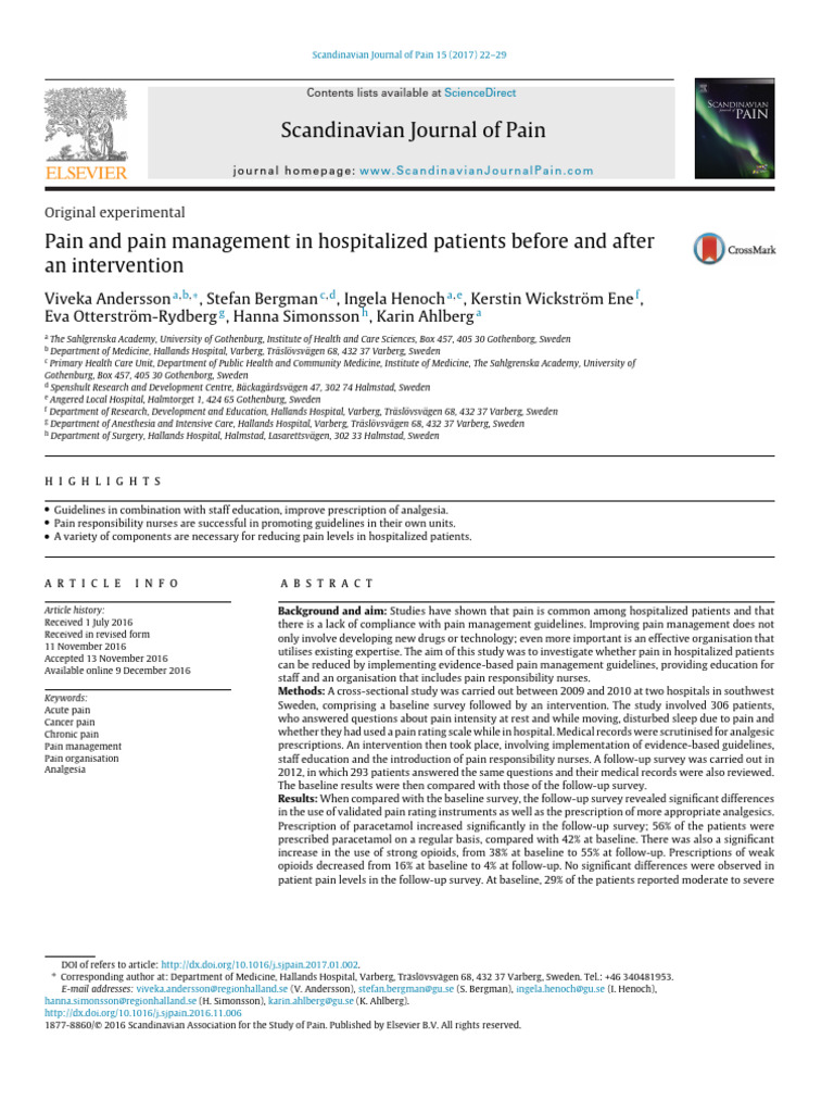 Pain Management in Hospitalized Patients | PDF | Pain Management | Pain