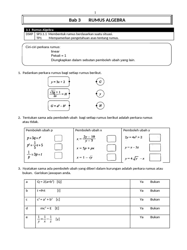 3.1 Rumus Algebra | PDF