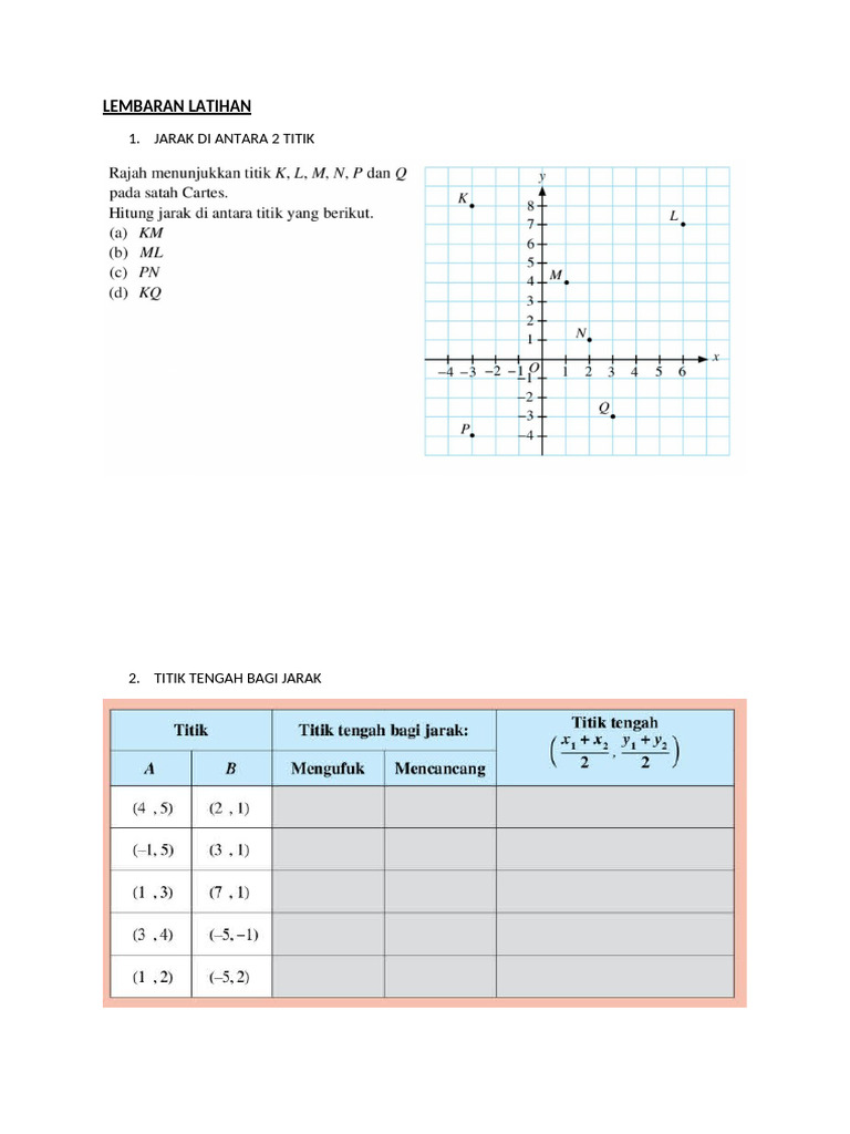 LEMBARAN LATIHAN Koordinat | PDF