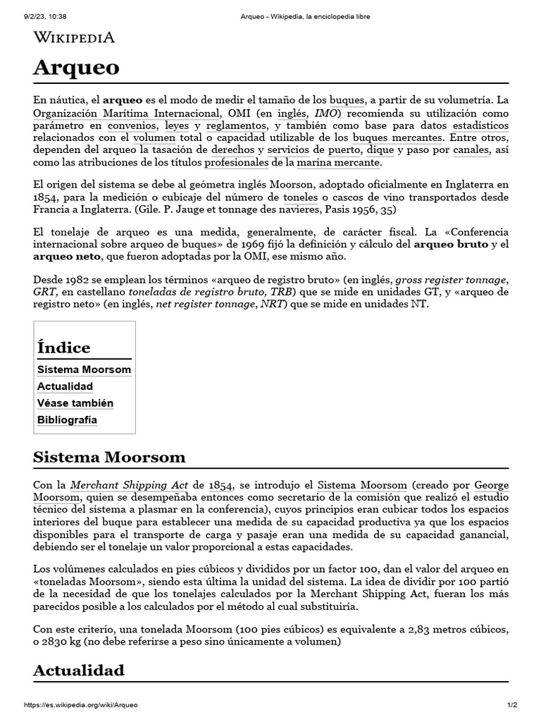 Arqueo - Wikipedia, La Enciclopedia Libre | PDF | Construcción naval | Arquitectura naval