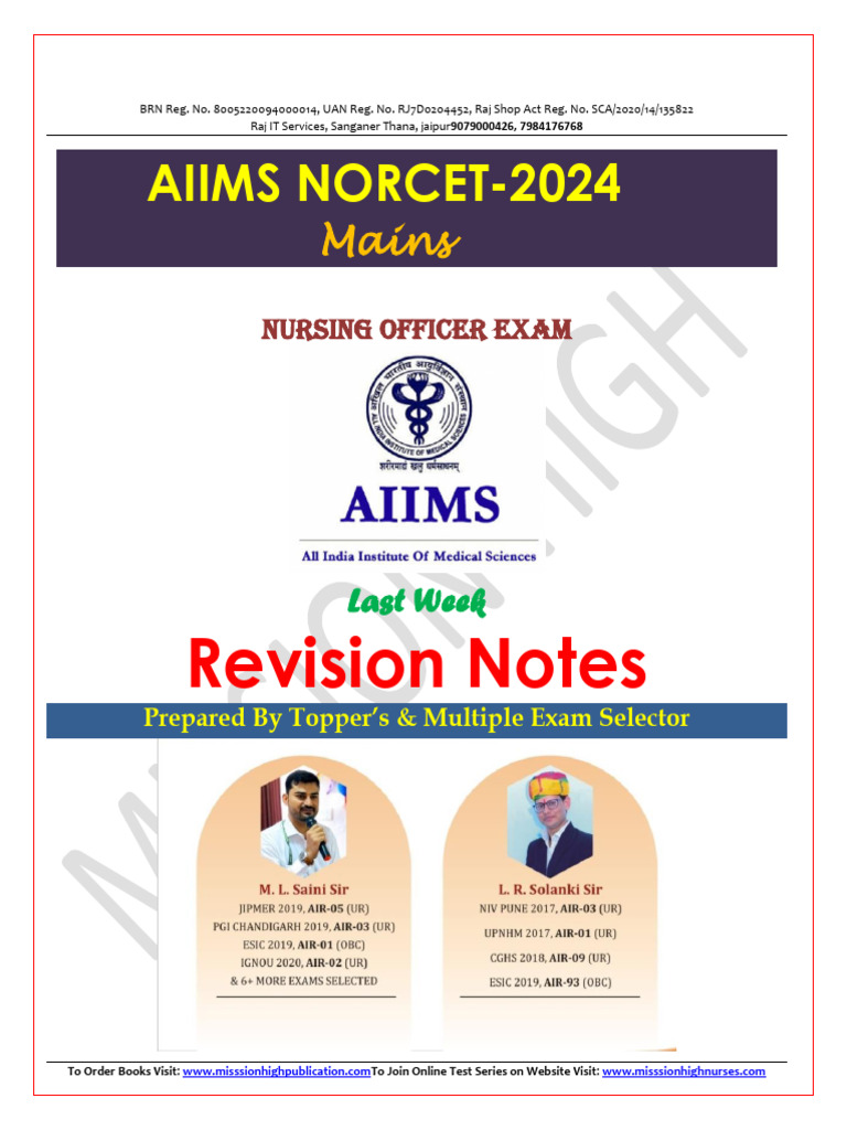 Nursing Exam Revision Notes 2024 | PDF | Prediabetes | Medical Specialties