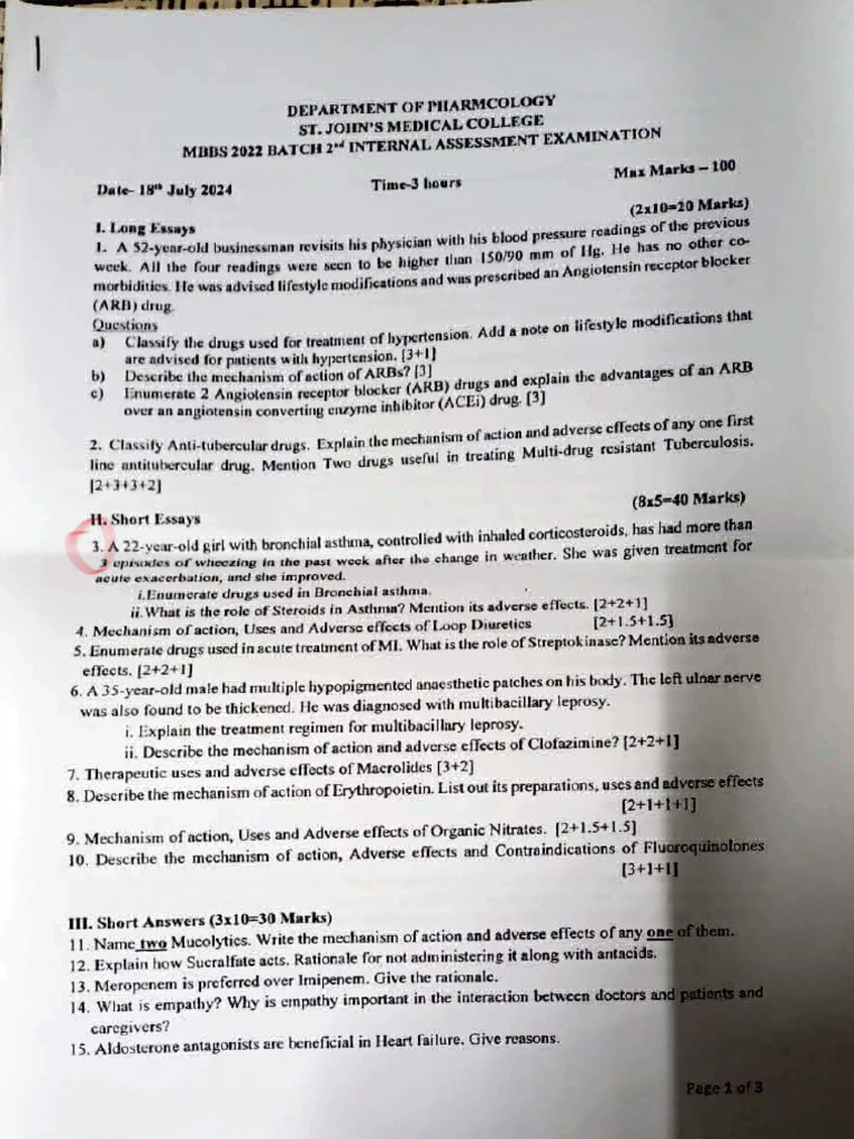 2nd Internals Qp 22batch | PDF | Vaccines | Meningitis