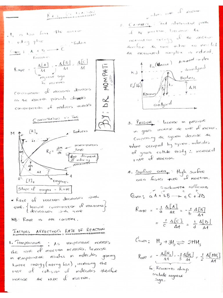 DR Mompati Rate of Reactions Notes | PDF