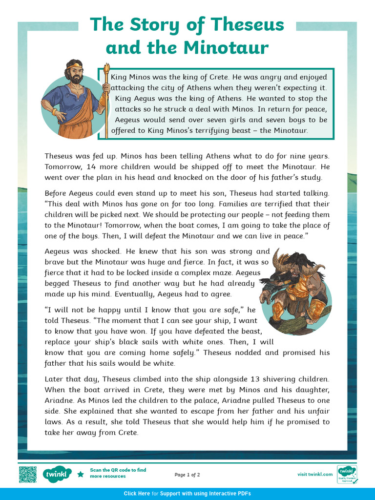 Primary 4 Story of Theseus and Minotaur | PDF | Theseus | Minotaur