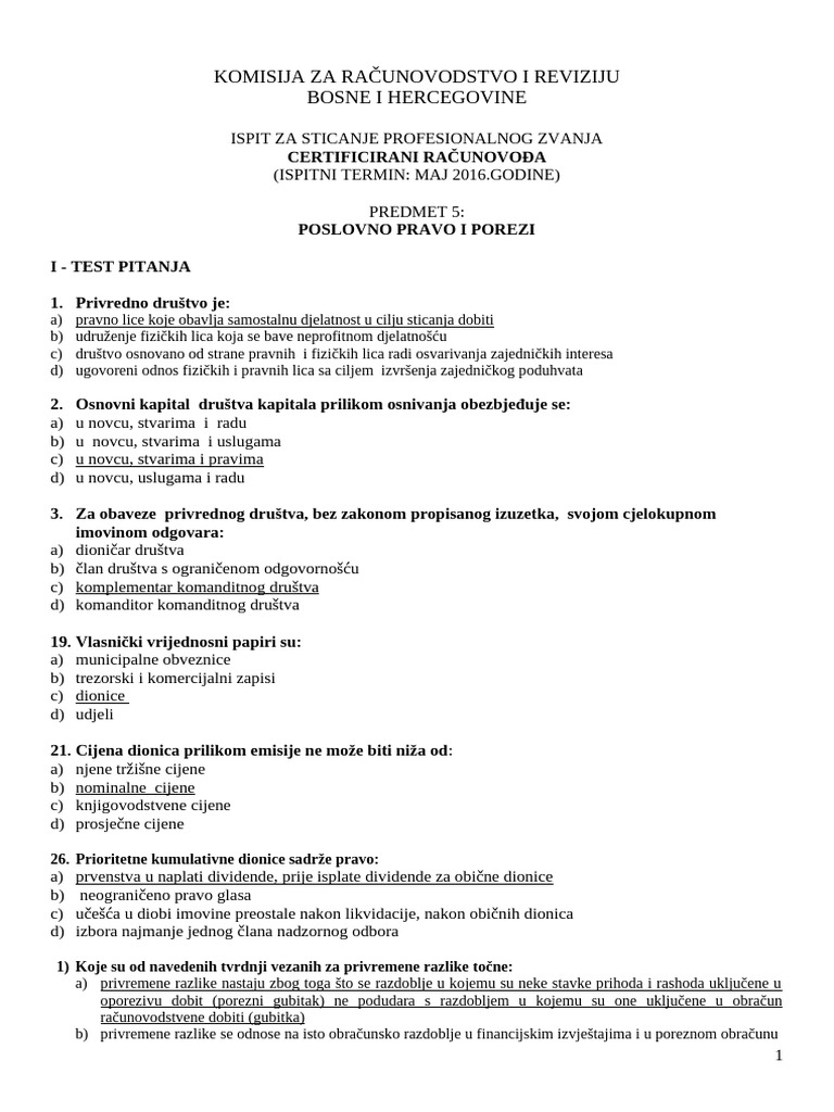 Predmet 5-Poslovno Pravo I Porezi-Rjesenja | PDF