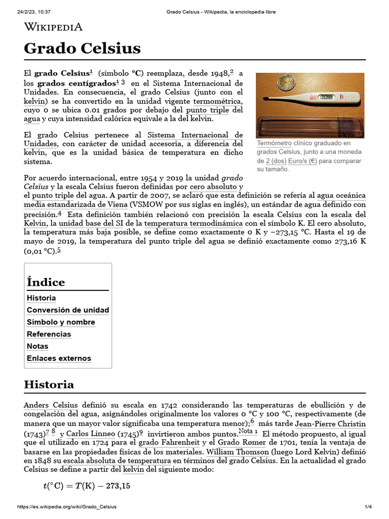 Grado Celsius - Wikipedia, La Enciclopedia Libre | PDF | Celsius ...
