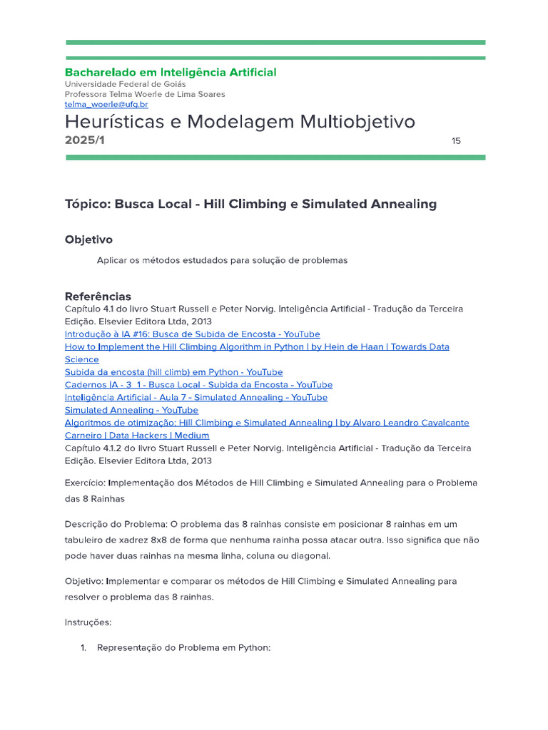 Atividade Hillclinbing e Simulated Annealing | PDF
