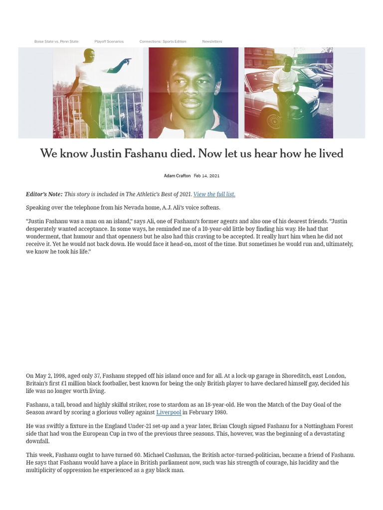 Justin Fashanu NYTimes | PDF