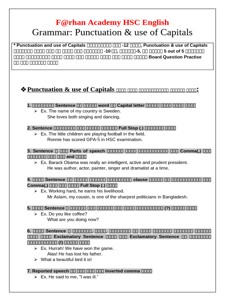 Punctuation Grammer | PDF