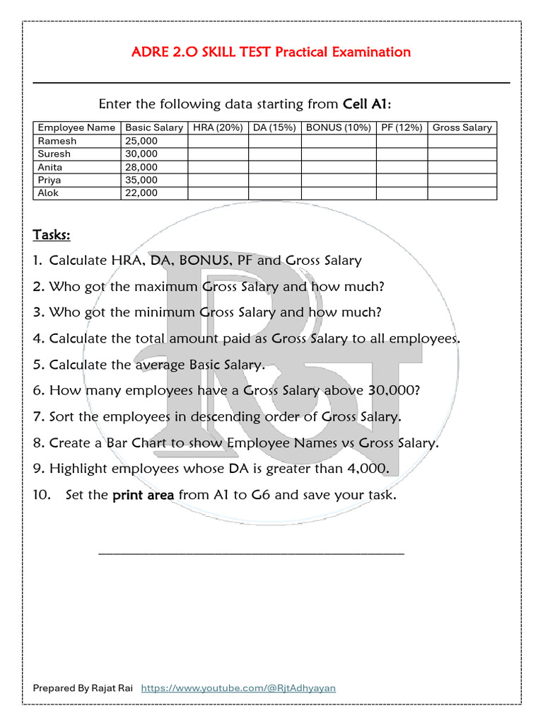 Ms Excel Practice Paper 2 | PDF | Salary | Computing