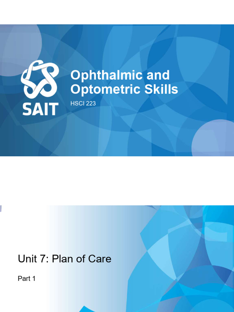 HSCI 223 Plan of Care, Scribing and Documentation | PDF | Optometry | Ophthalmology