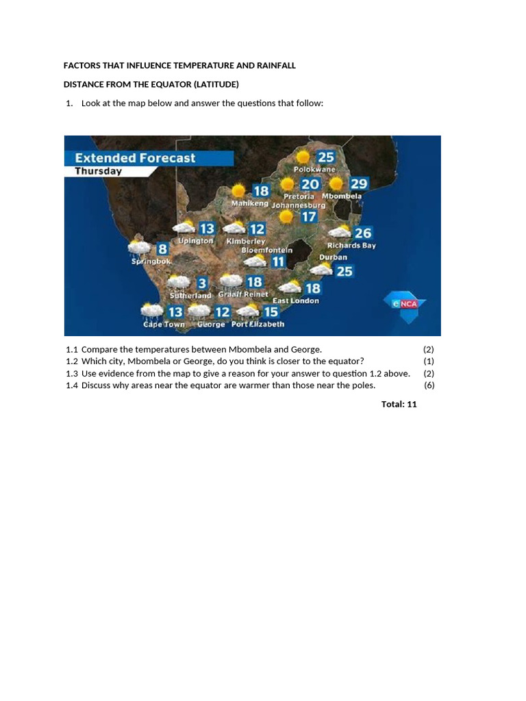 Factors That Influence Temperature and Rainfall | PDF