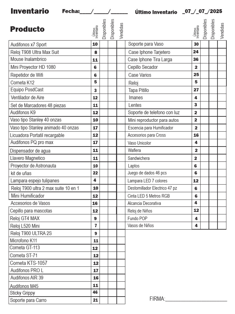 Lista de Inventario 24 JUNIO | PDF