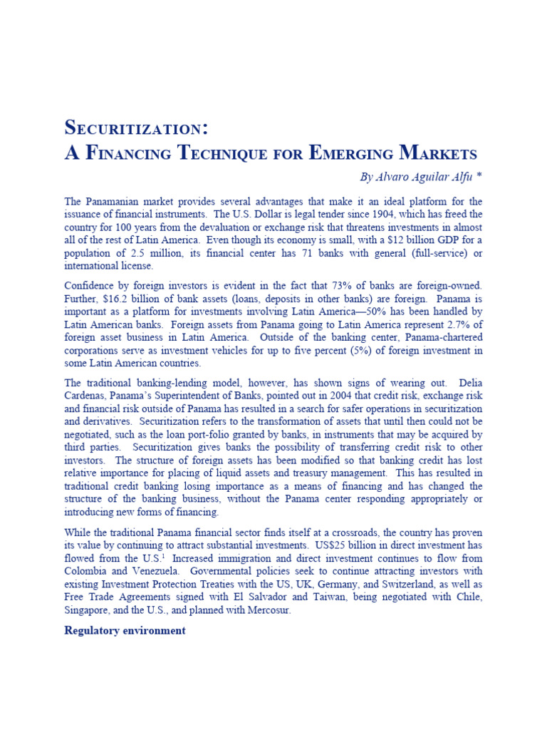 Securitization: A Technique For Emerging Markets | PDF | Bonds (Finance ...