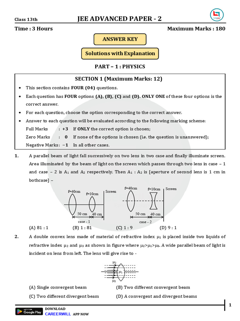 JEE Advanced Paper 2 Solutions | PDF | Physical Chemistry | Physical Sciences