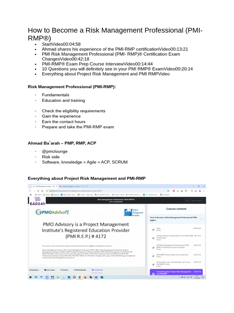 Risk Managment Professional (PMI-RMP) | PDF