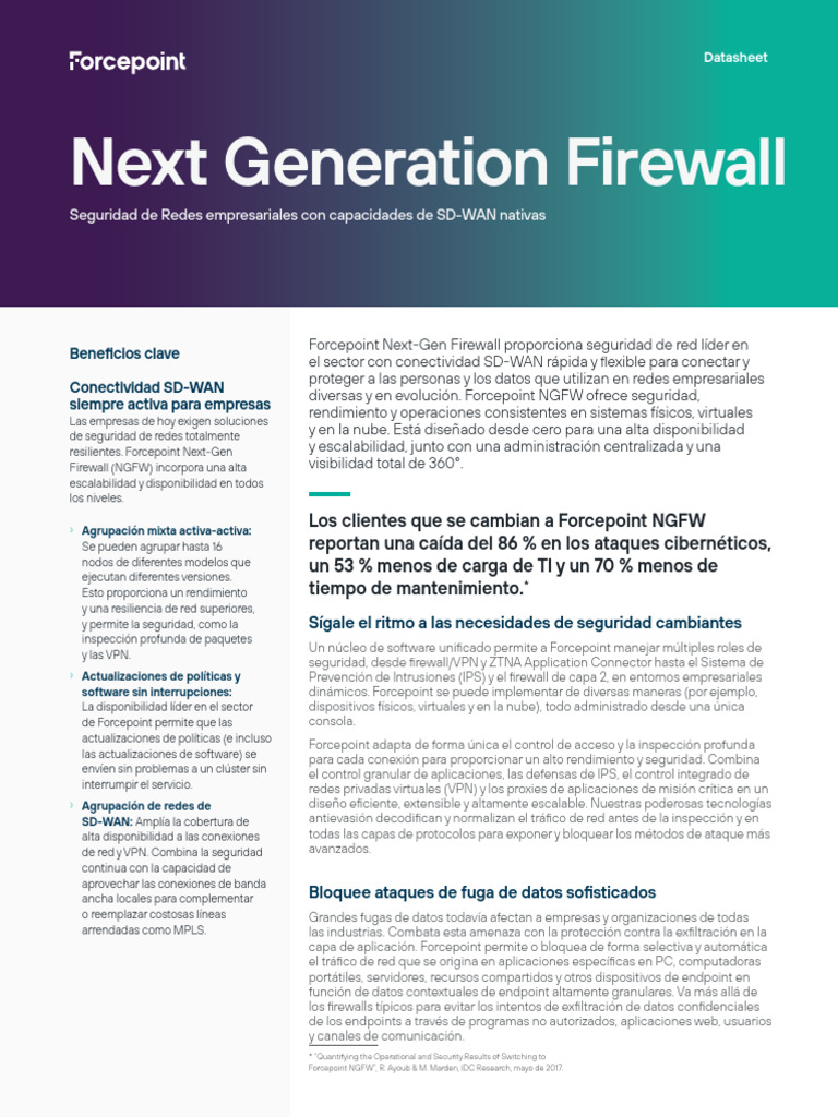 Datasheet Forcepoint NGFW Es | PDF | Red privada virtual | Cortafuegos (informática)