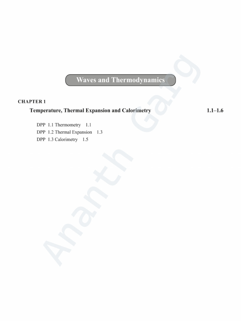 Thermometry, Thermal Expansion and Calorimetry DPP | PDF