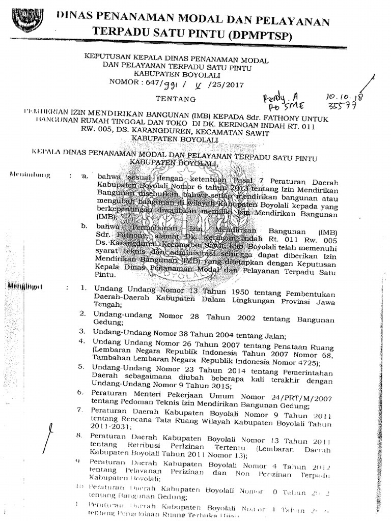 IMB Ruko Sawit | PDF