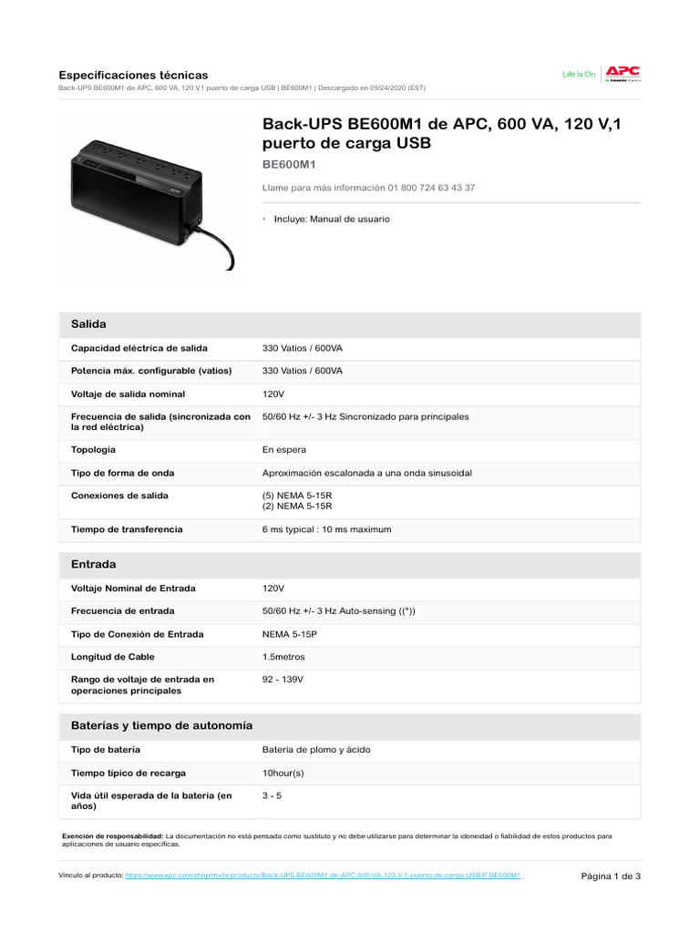 Sku Be600m1 | PDF | USB | Electrónica