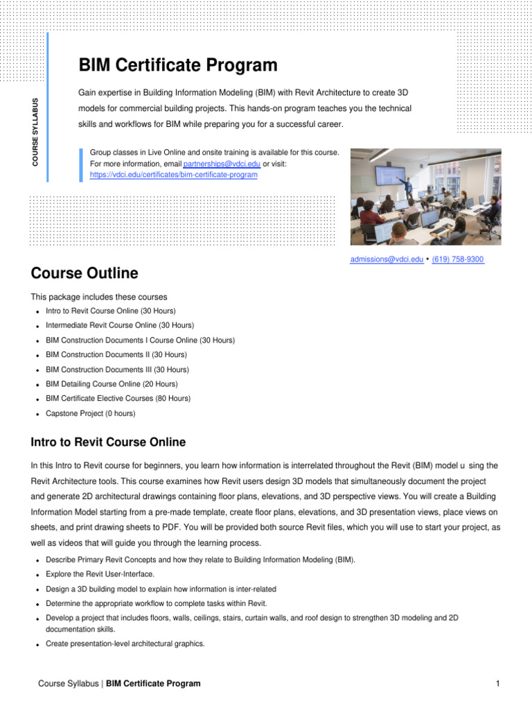 Bim Certificate Program Syllabus | PDF | Autodesk Revit | Building Information Modeling