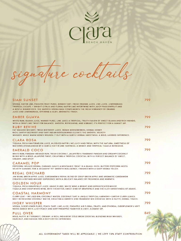 Clara Bar Menu | PDF