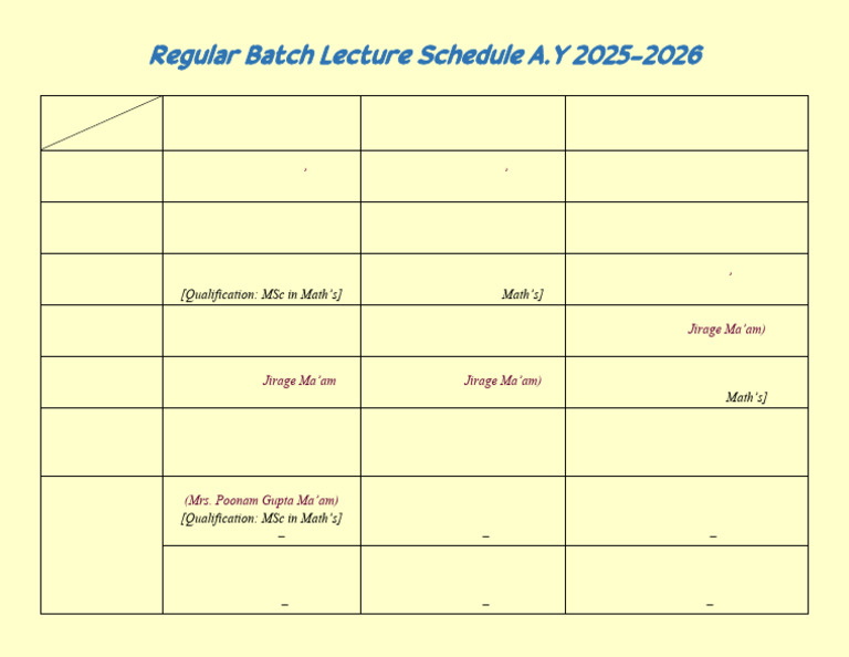 Regular Time Table 2025-2026-2 | PDF
