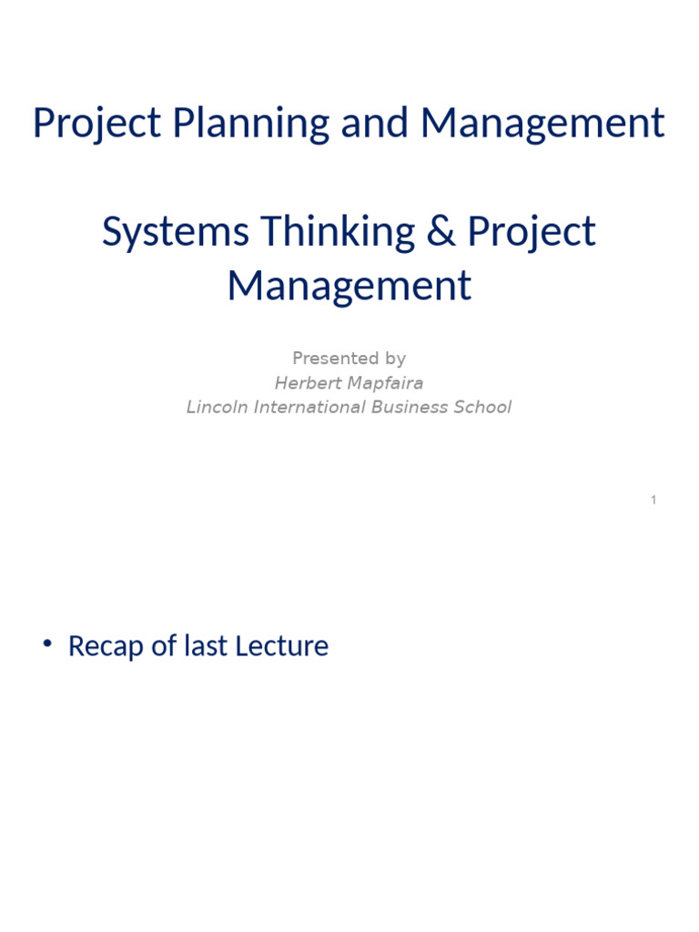 Lecture 02a - Systems Thinking and Project Management - Tagged | PDF | System | Systems Theory