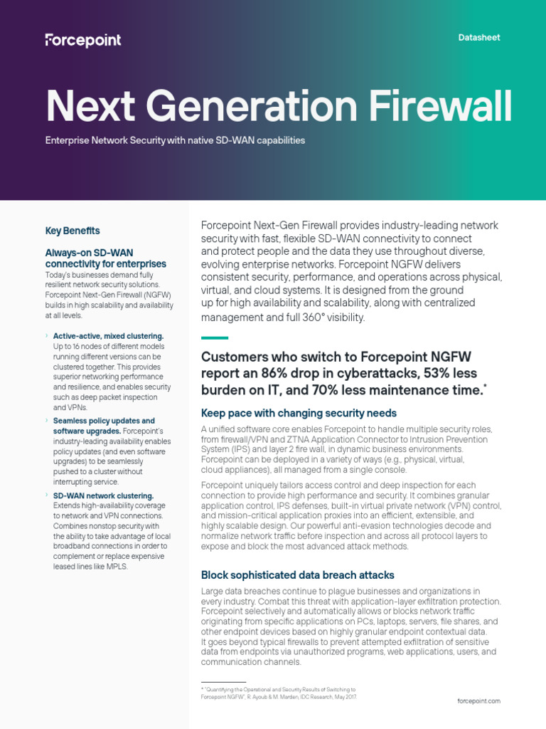 Forcepoint Next-Gen Firewall Overview | PDF | I Pv6 | Computer Network
