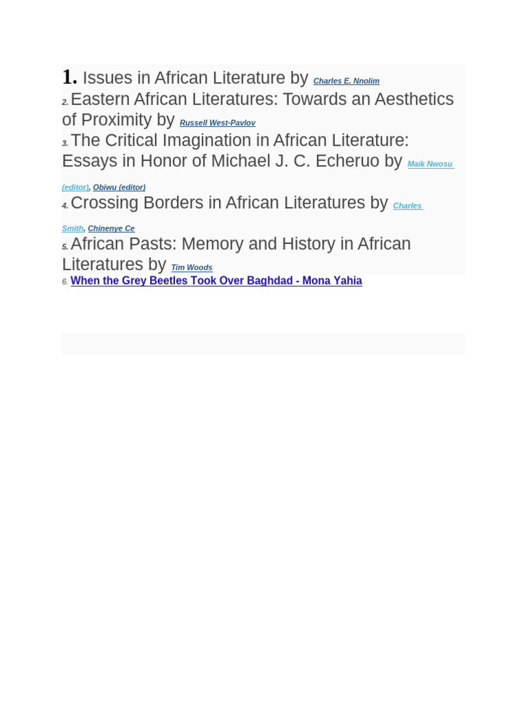 Key Works in African Literature | PDF