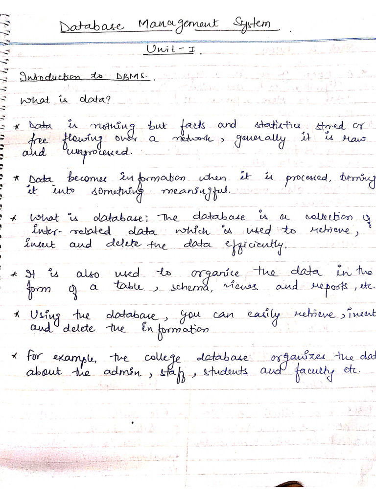 DBMS Notes Complete | PDF