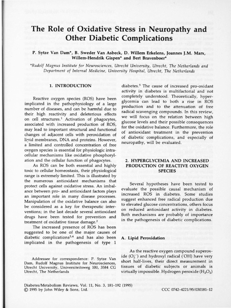 The Role of Oxidative Stress in Neuropat | PDF