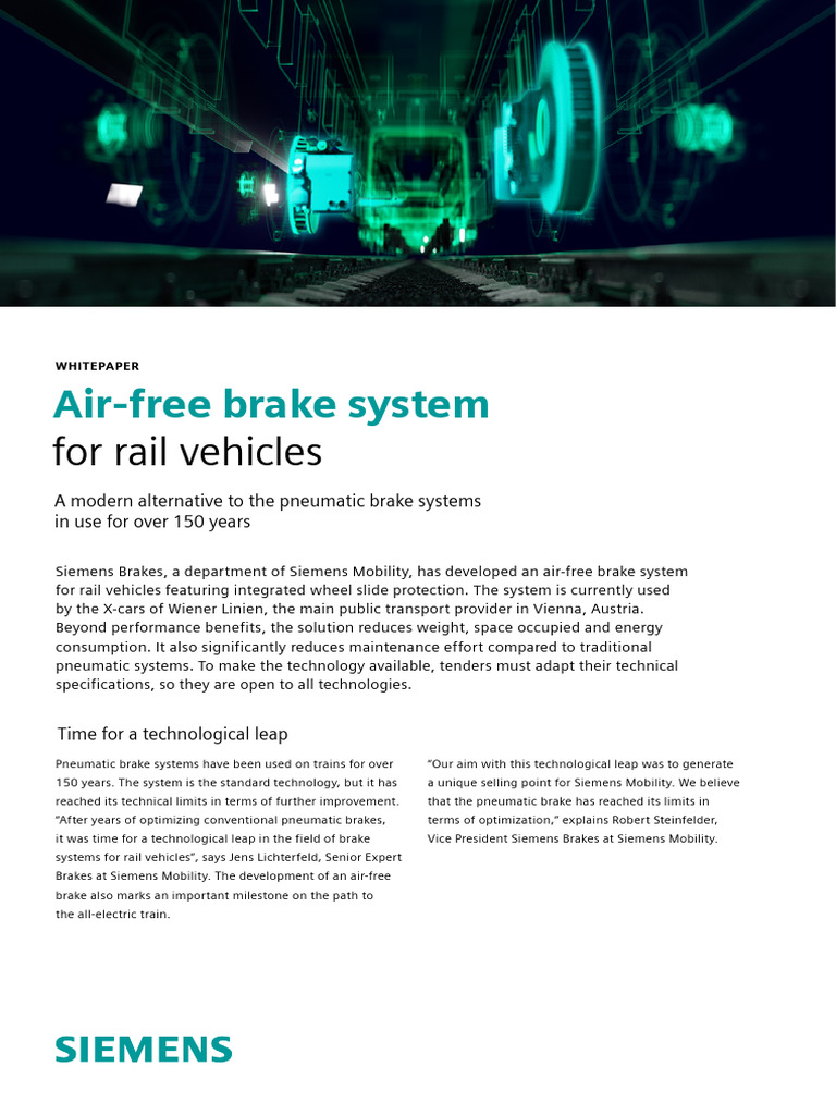 Air-Free Brake System for Trains | PDF | Brake | Actuator