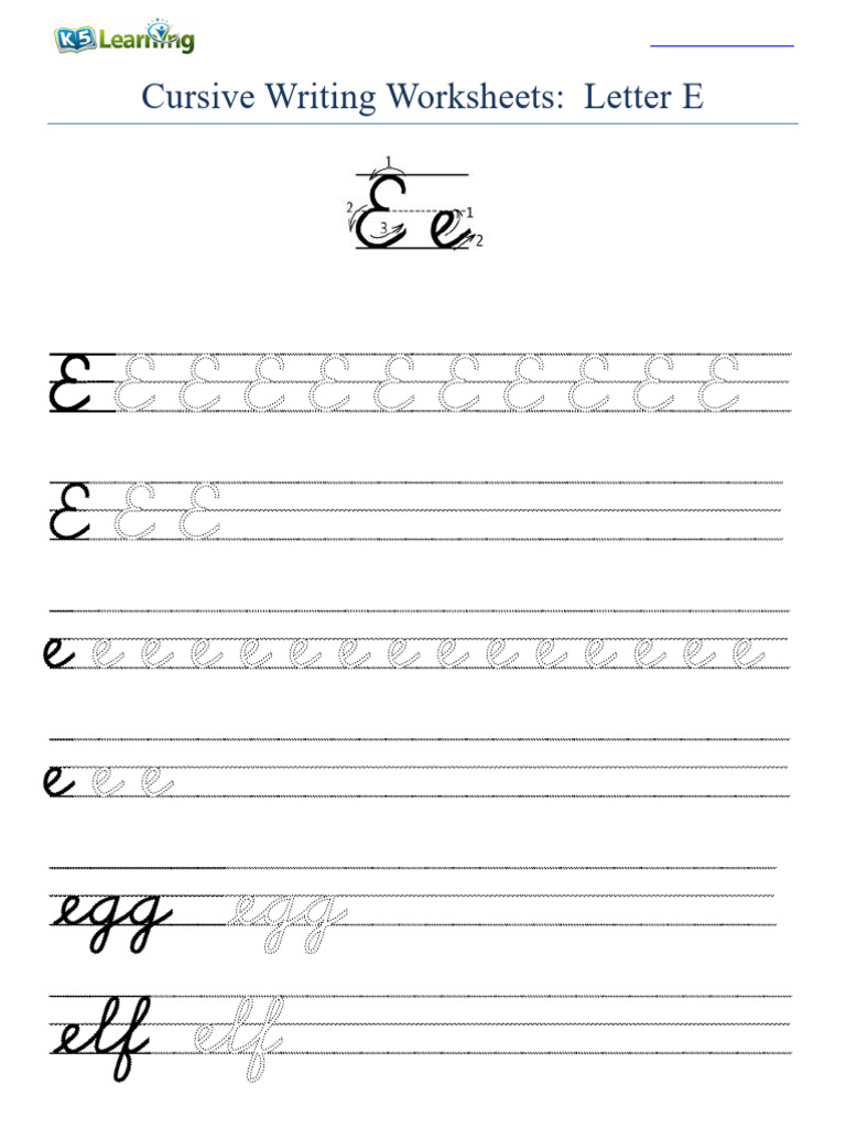 Handwriting Letters Ee Printable | PDF